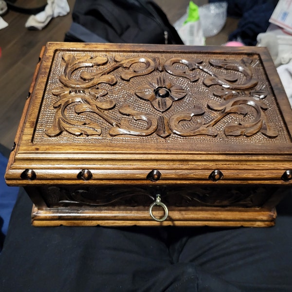 Large Secret Lock Jewelry Box With Key, Wood Locked Jewelry Chest ...