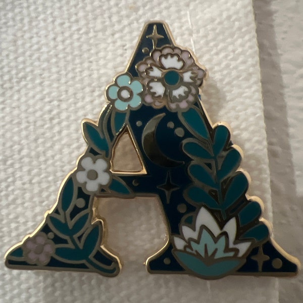 Botanical Letter Enamel Pin - Personalize With Your Initial or Monogram ...