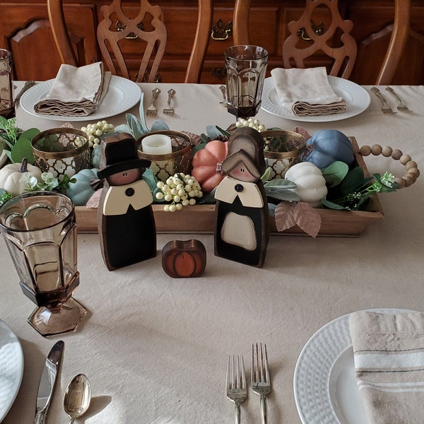 Wood Pilgrim Set/tabletop/ 3 Piece Set/8" Tall/ Made PER Order NOT ...