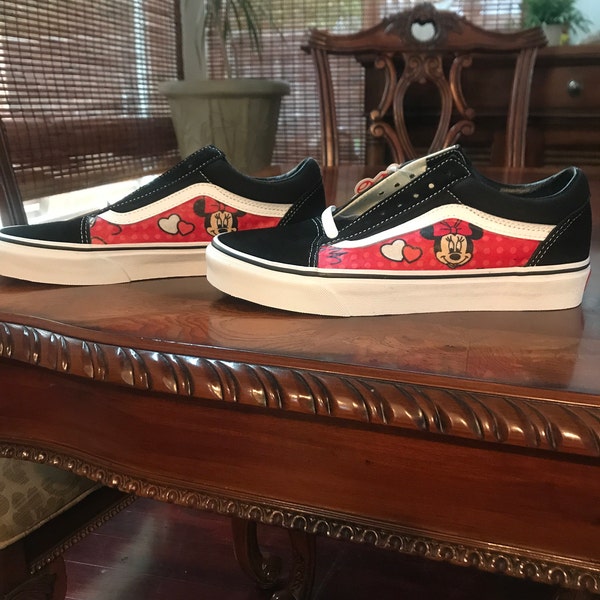 Custom Minnie Mouse Vans Old Skool Sneakers, RED Minnie Mouse Vans Old ...