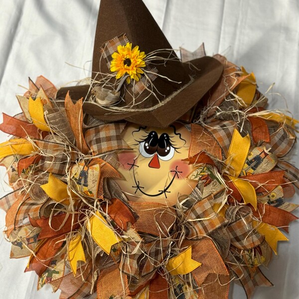 Scarecrow Face Wreath Sign,brown Eyed Scarecrow,scarecrow Wreath Sign ...