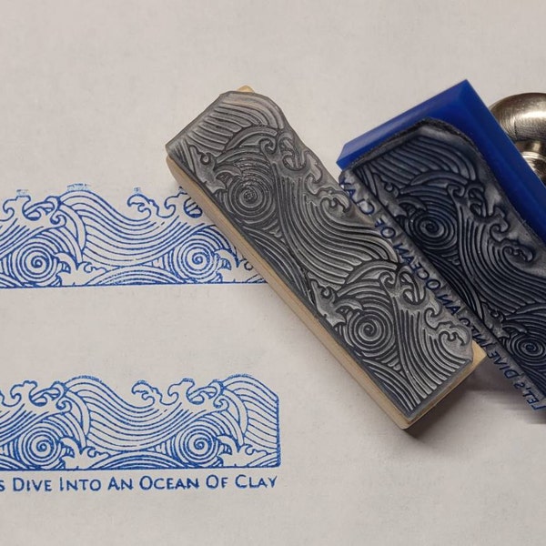 Waves Address Stamp, Ocean Return Address Stamp, Self-inking Waves ...