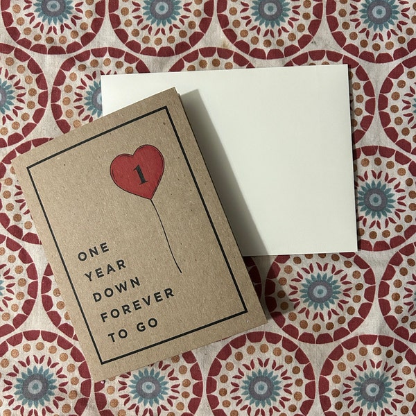 One Year Down Forever to Go - Customizable Anniversary Card for Him ...