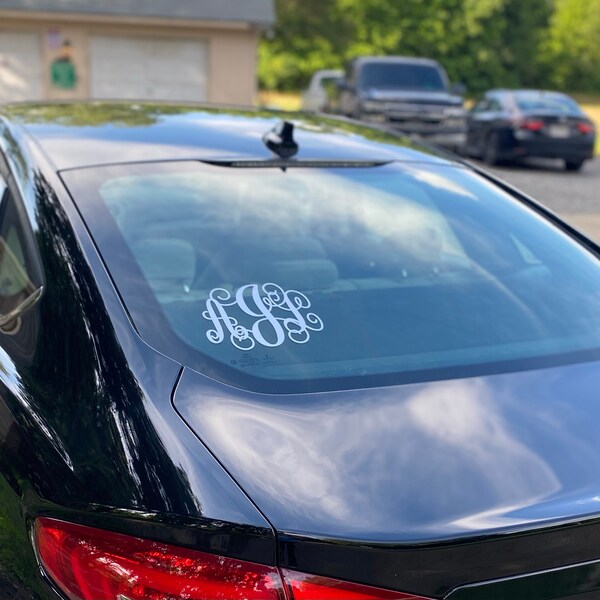 Glittery Custom Monogram Car Window Decal Script Vine Personalized ...