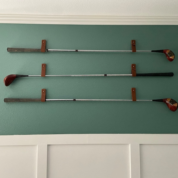 Leather Golf Club Wall Hanger Bracket, Golf Club Holder, Golf Club Rack ...