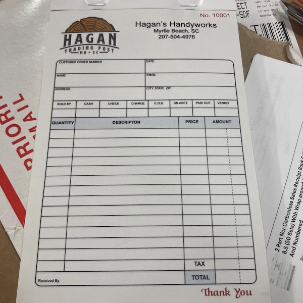 2 Part Ncr Carbonless Sales Receipt Book Full Color Customized 5.5 X 8. ...