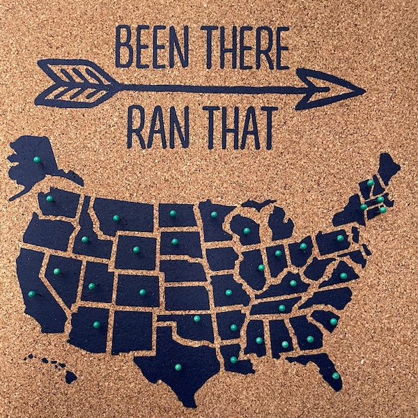 Been There Ran That - 50 States Marathon / Half Marathon Pinnable Cork ...