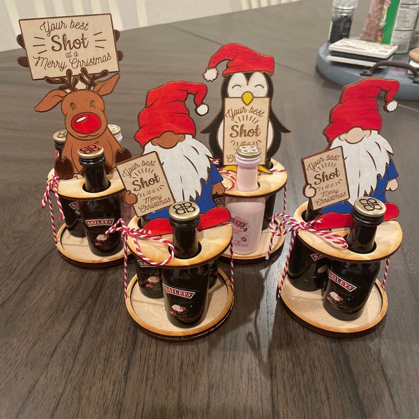 Your Best Shot at A Merry Christmas Mini Bottle Holder Holiday Booze ...
