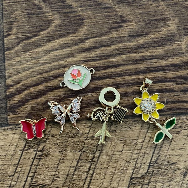 Full Set Birthstone Charms Charm Rectangle Made in Usa 14/20 Gold ...