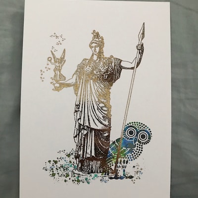 Athena Print Greek Mythology Greek Goddess Real Foil Poster Classical ...