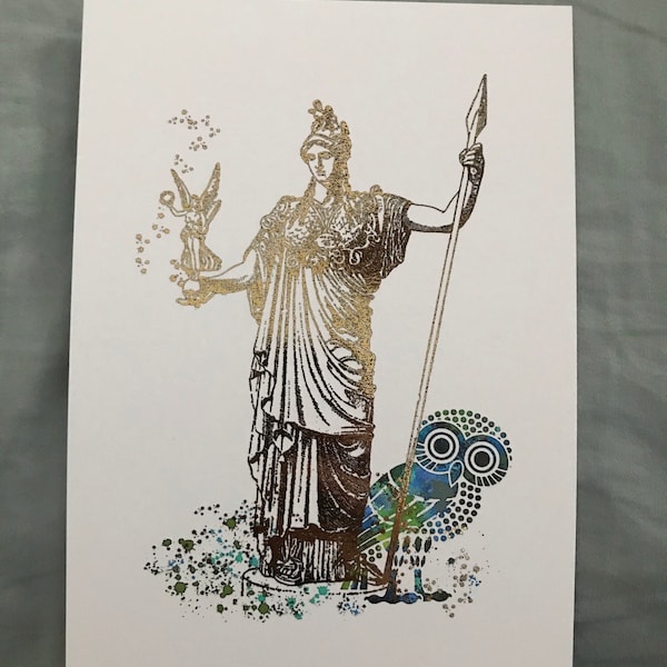 Athena Print Greek Mythology Greek Goddess Real Foil Poster Classical ...