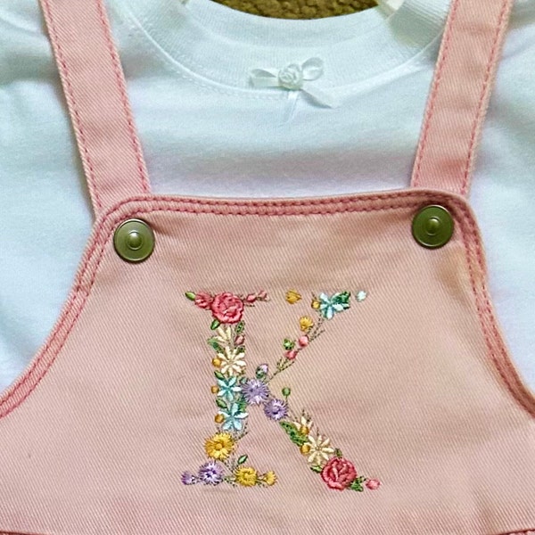 Machine Embroidery LETTER K Uppercase 3"/7,5 Cm Dainty Floral Font ...