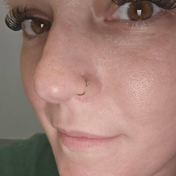 Gold Nose Hoop, Gold Nose Ring, Tiny Nose Hoop, Tiny Nose Ring, CZ Nose ...