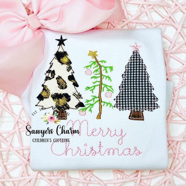Raggedy Christmas Tree Trio Applique Design ~ 2 Applique Trees 1 C ...