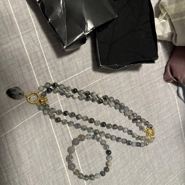 Agate Pearl Natural Stone Beaded Necklace, Unique Jewelry With Big ...