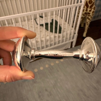 Personalised Silver Plated Rattle, Engraved Christening Gift ...