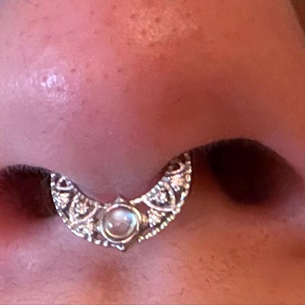 14K Solid Gold Natural Opal Sun Shape Stud/half Sun Cartilage Helix ...