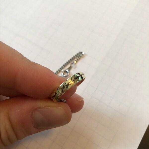 Elvish Silver Ring Band, Elvish Calligraphy Ring, Elvish Engagement ...