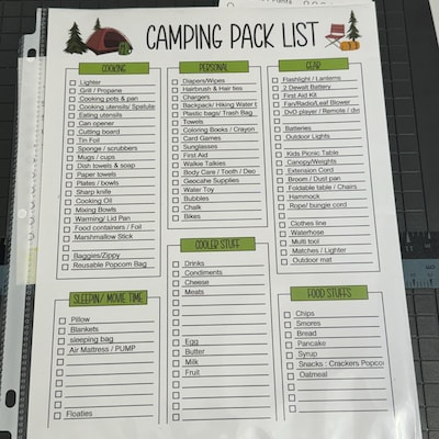 Camping Packing List, EDITABLE, PRINTABLE, Packing List Template ...