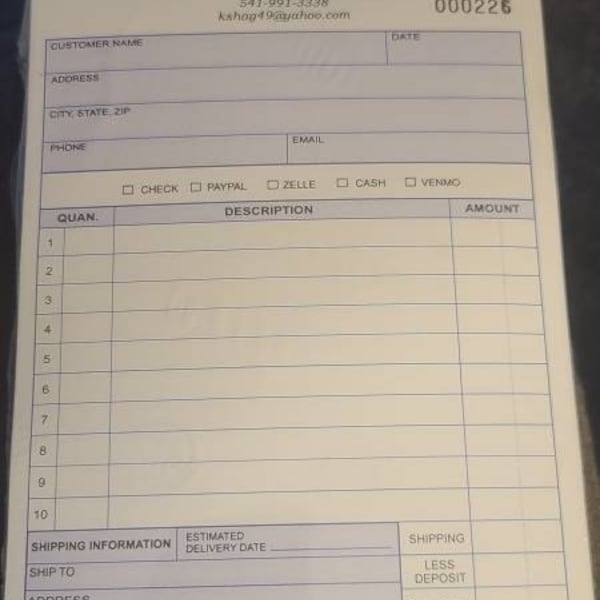 Sales Forms Invoices 2-part Carbonless Receipt Books - Etsy