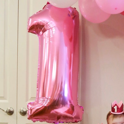 Jumbo Hot Pink Number 1 Balloon Pink Baby Girl First - Etsy