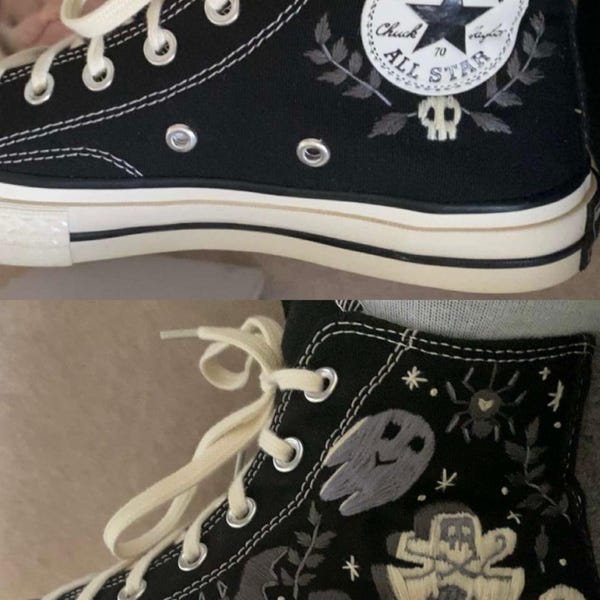 Embroidered Converse, Ghost Embroidered Converse Shoes Custom , Black ...