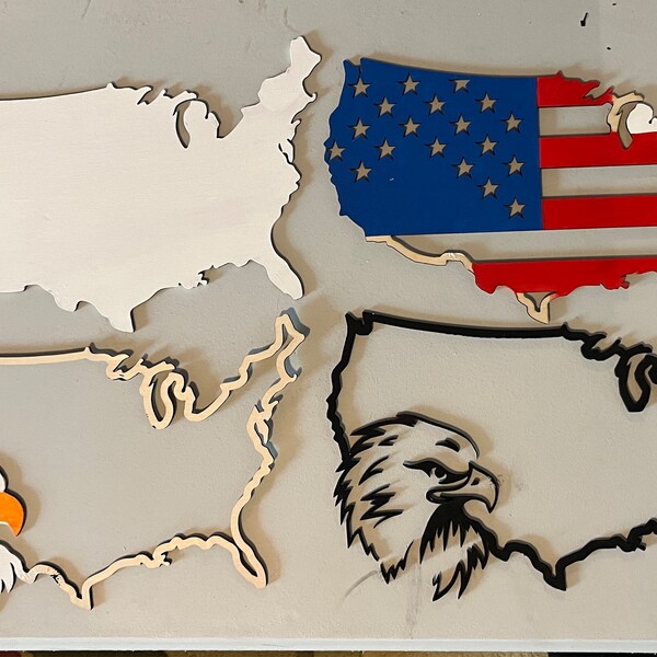 USA Eagle Flag SVG: 4-layer Laser Cut File for Glowforge - Etsy