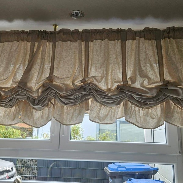 Balloon Curtain Valance Ruffle Kitchen Curtain Panels Valance Shabby ...