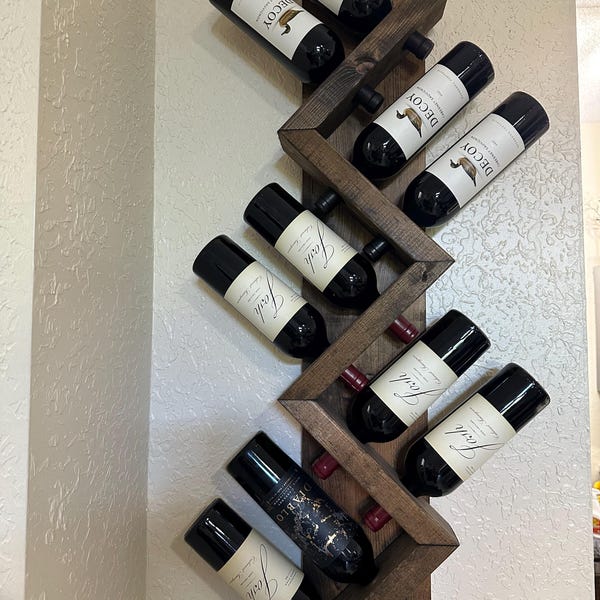 Zig Zag Wine Rack | the Ziggy Zag | Z Geometric Wall Mounted Rustic ...