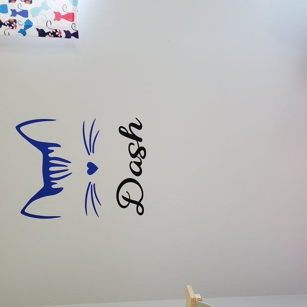 Personalized Name Cat Wall Decal - Custom Name Cat Wall Sticker - Vinyl ...