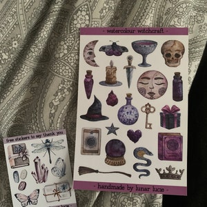 Witchcraft Stickers Watercolour Witch Stickers, Wiccan, Pagan and ...