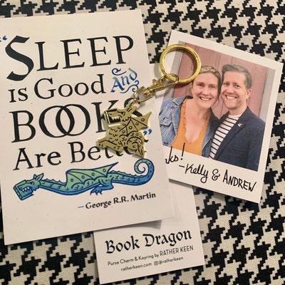 Book Dragon Keychain Purse Charm Gift for Book Lovers Fantasy Lover ...