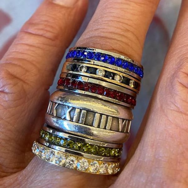 Engraved Stacking Ring, Custom Silver Stainless Steel Stackable Ring, A ...