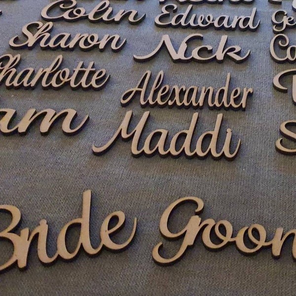 MDF Laser Cut Names | Wedding Place Names | Table Decoration - Etsy