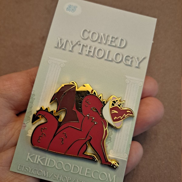 Cone of Shame Coned Mythology Pin - Red Dragon - 1.75" Hard Enamel Pin ...