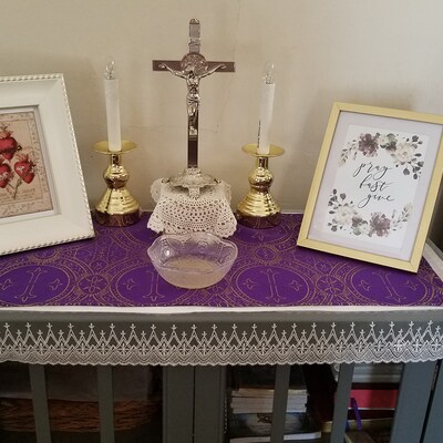 Home Altar Catholic Liturgical Runner Gold White Metallic Gold 2 Sizes ...