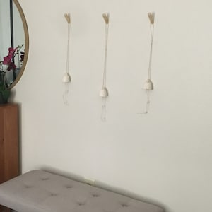 Matte White Ceramic Cow Bells Rustic Wind Chime Bells Wall Hanging ...