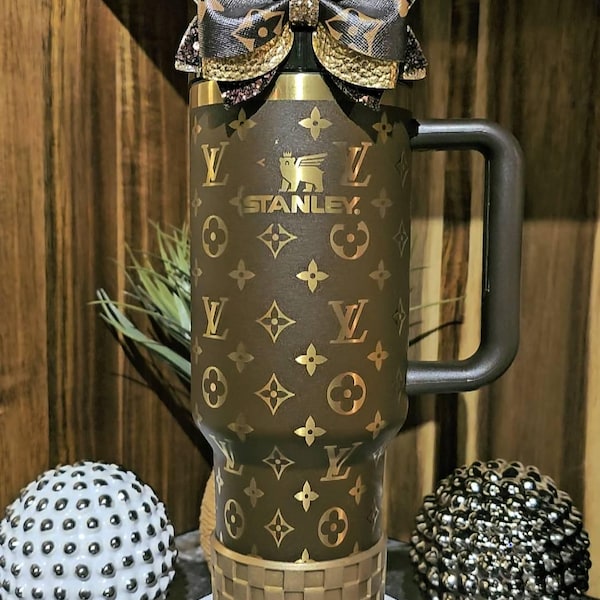 Stanley Chocolate Gold Bow Topper, Brown Stanley Tumbler Straw Topper ...