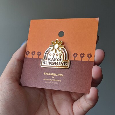 Ray of Sunshine Pin, Positive Enamel Pin, Happy Lapel Pin, Retro Sun ...