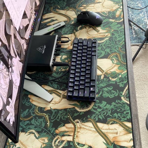 Psychosis Desk Mat: Original Snake Artwork, Stitched Edge, Giant Mouse ...