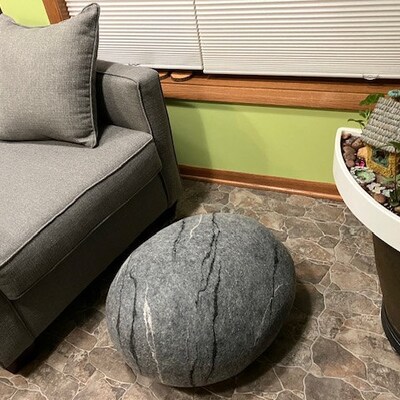 Natural Felted Wool. Soft Stone-pouf. Model baby Stone. Like Real Rocks ...