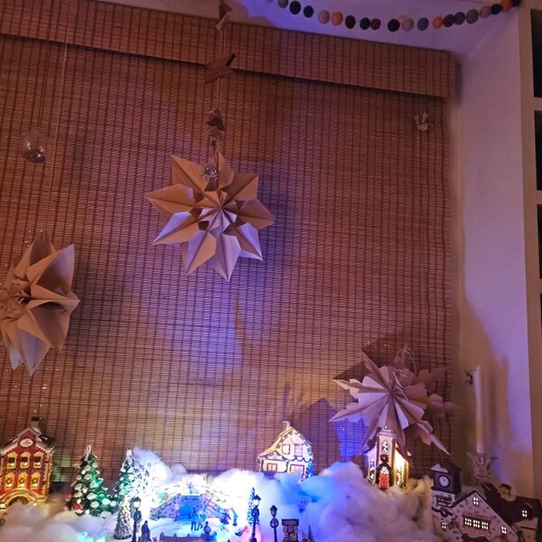 Kraft Paper Star Snowflakes Set of 3/handmade, Paper Ornament/paper Bag ...