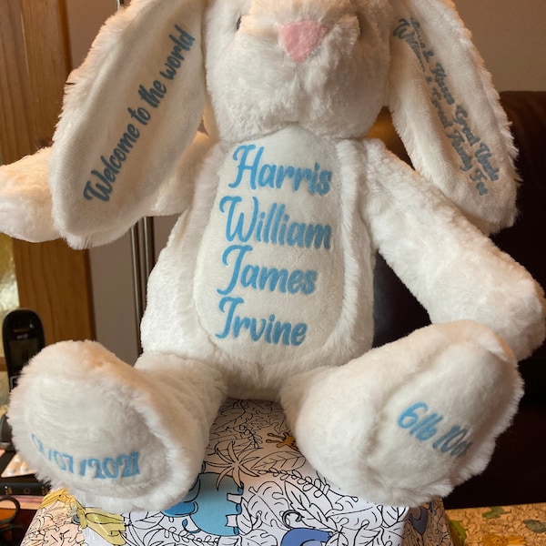 Personalised Bunny, Newborn Baby Teddy, My First Bear, Custom Teddies ...