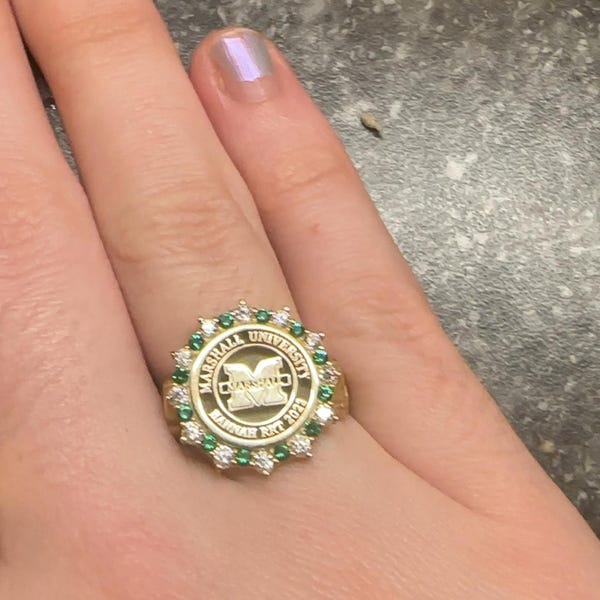 Solid Gold Women's College Ring , High School Rings , Graduation Ring ...