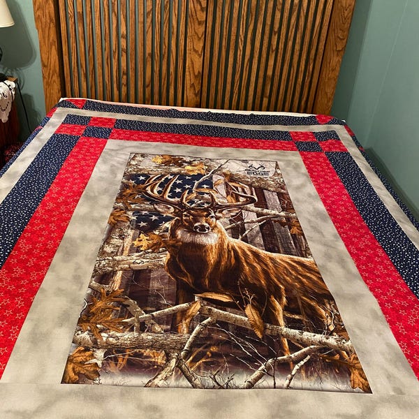 23.5" X 44" Panel Realtree Patriotic Deer Buck American Flag Hunting ...