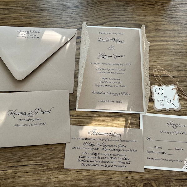 Rustic Lace Wedding Invitation, Rustic Lace Wedding Invitation, Shabby ...