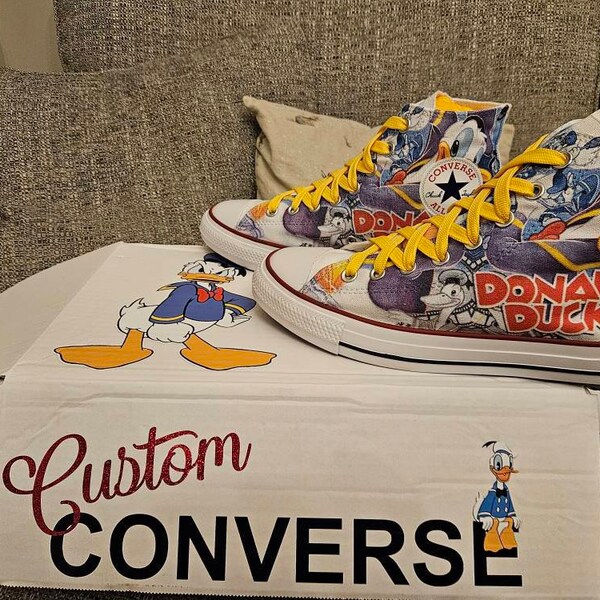 Custom Printed Converse Style Canvas Medium/high Top Trainers Shoes ...