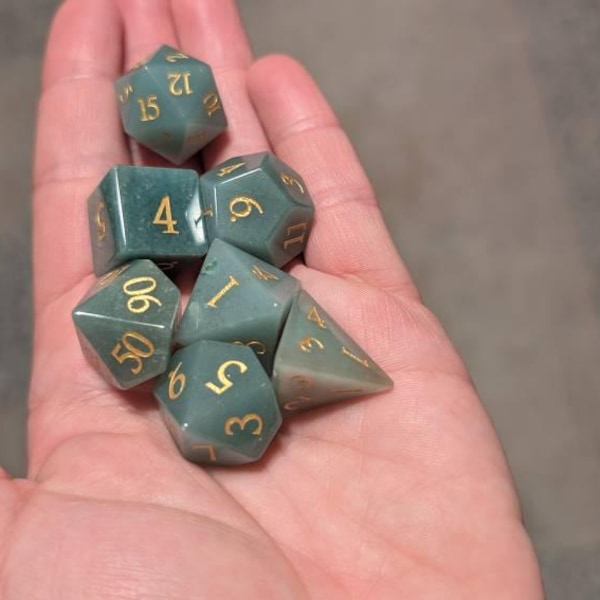 Natural Stone Dnd Full Dice Set| Tiger Eye Dnd Dice Set Sorcerer ...