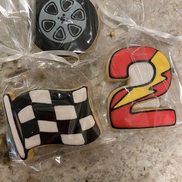 Car Theme Cookie Favors, Racing Theme Cookies for Birthday, Cute Race ...