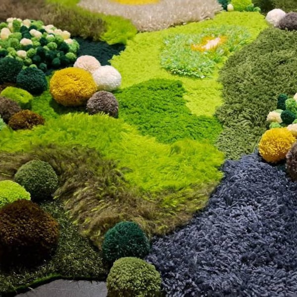 Green Moss Latch Hook Rugs Moss Forest Rugs Carpet Custom Moss Meadows ...